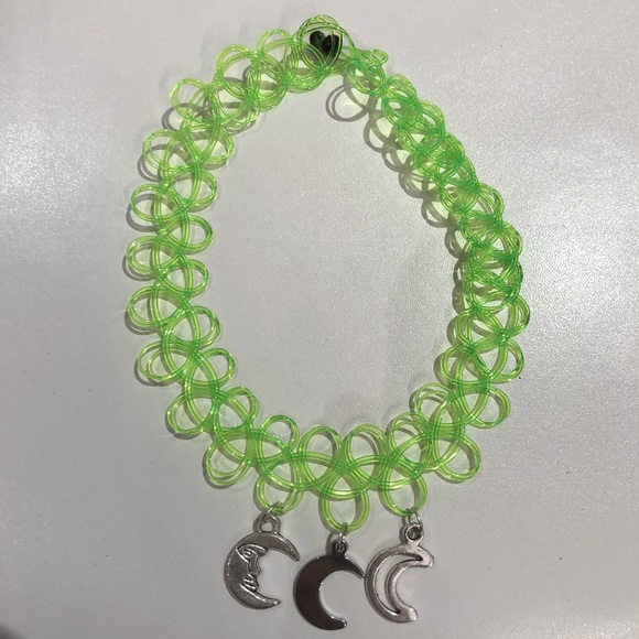Jewelry | Neon Green Triple Moon Tattoo Choker | Poshmark